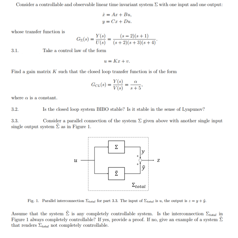 Consider a controllable and observable linear time | Chegg.com