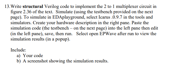 Solved 2.10 INTRODUCTION TO VERILOG Figure 2.36 The logic | Chegg.com