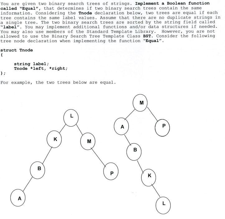 Solved You are given two binary search trees of strings. | Chegg.com