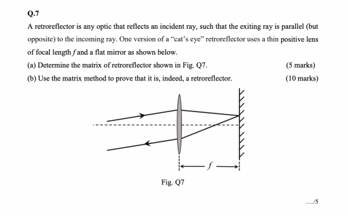 Solved Q.7 A retroreflector is any optic that reflects an | Chegg.com