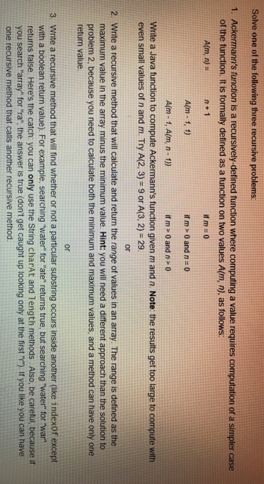 Solved Solve one of the following three recursive problems | Chegg.com