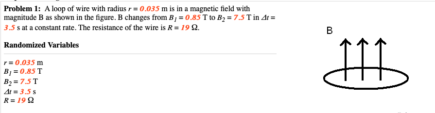 Solved: Problem 1: A Loop Of Wire With Radius R = 0.035 M ... | Chegg.com