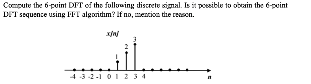 Solved Compute the 6-point DFT of the following discrete | Chegg.com