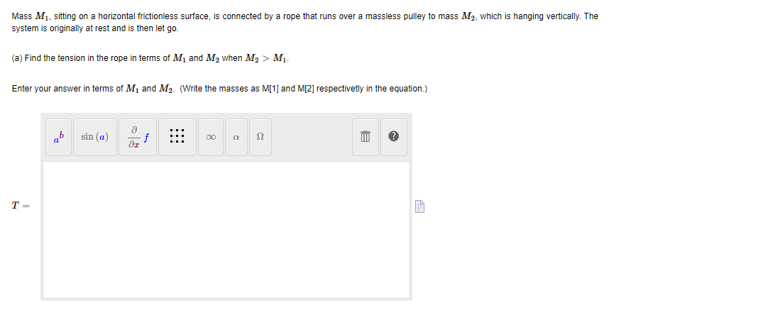 Solved Mass M1, sitting on a horizontal frictionless | Chegg.com