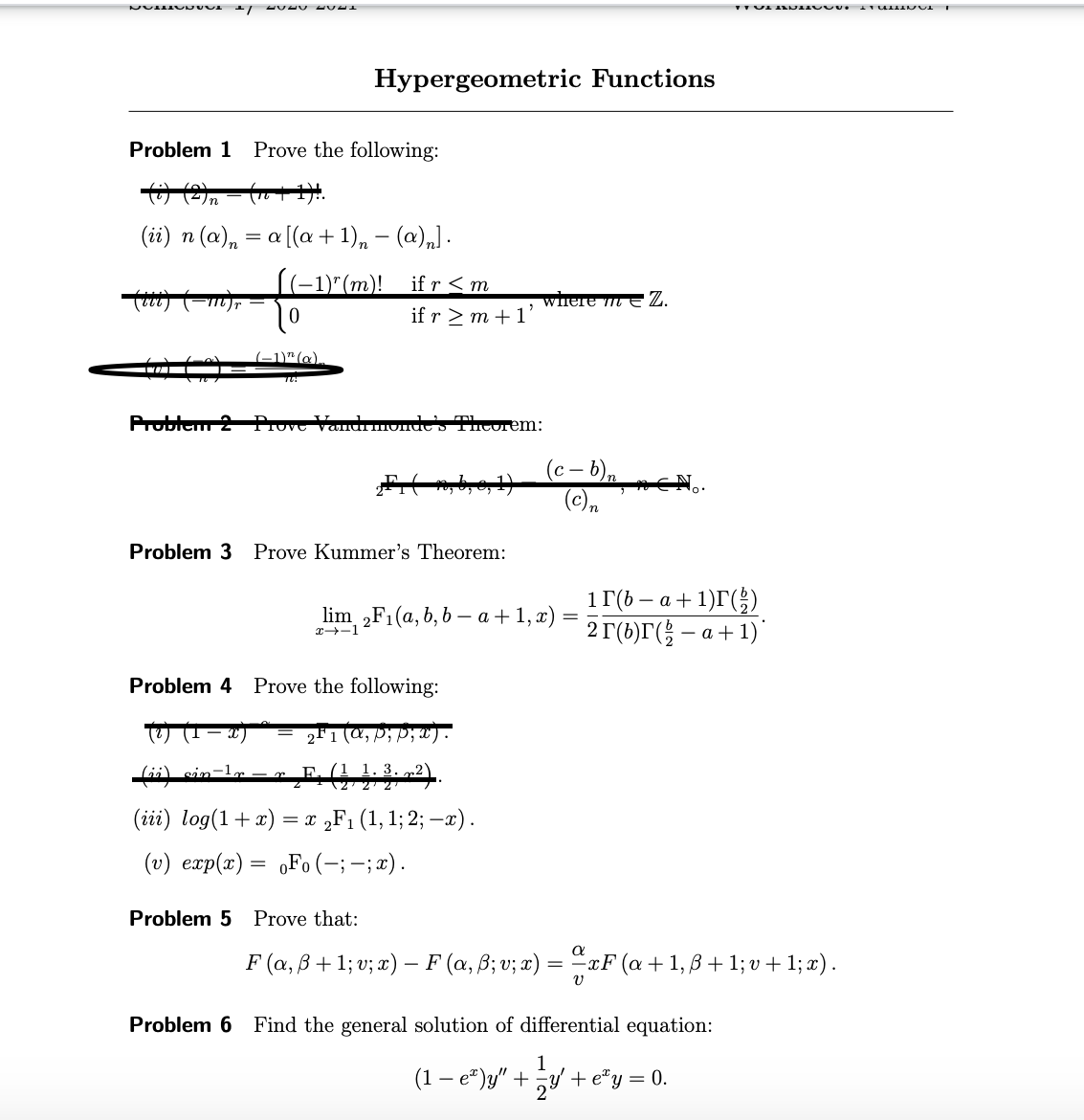 Solved VUILTUVUVI -7 TULLAANULI Hypergeometric Functions | Chegg.com