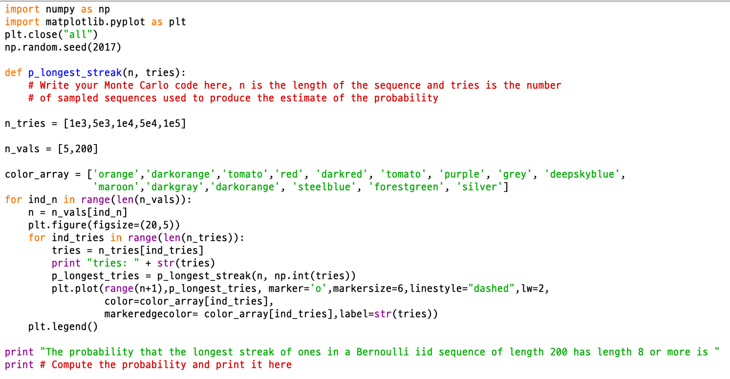 Solved [Python] estimate these probabilities using Monte | Chegg.com
