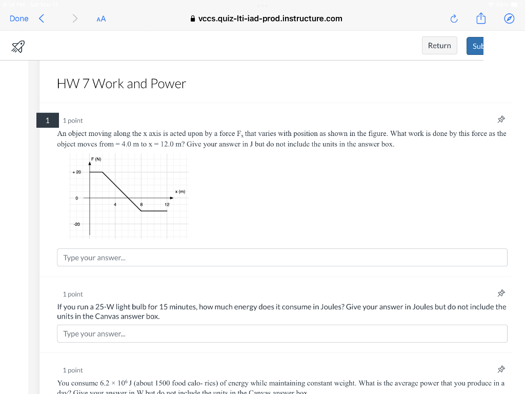 Solved An Object Moving Along The X Axis Is Acted Upon By A