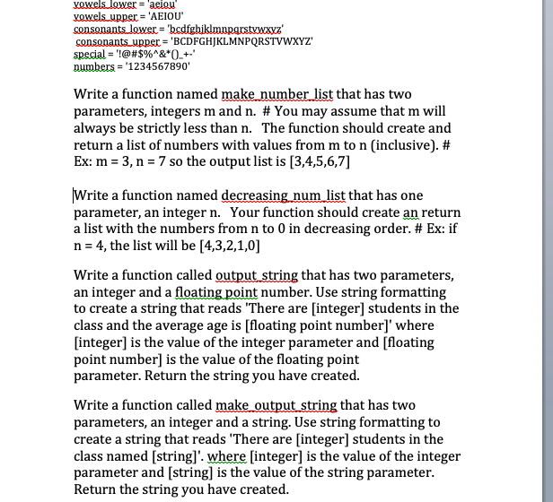 Solved VOwels lower aeiou VOwels upper= 'AEIOU consonants | Chegg.com