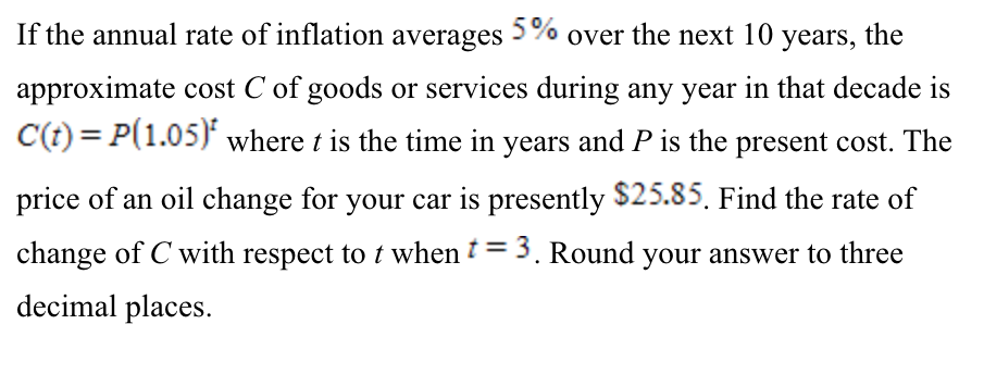 Solved If the annual rate of inflation averages 5% over the | Chegg.com