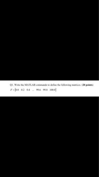 Solved Write the MATLAB commands to define the following | Chegg.com