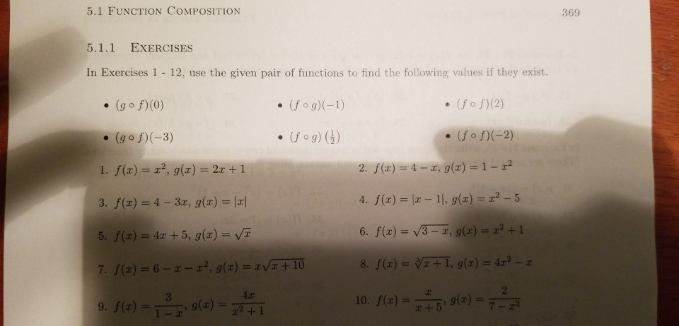 Solved 5.1 FUNCTION COMPOSITION 369 5.1.1 EXERCISES In | Chegg.com