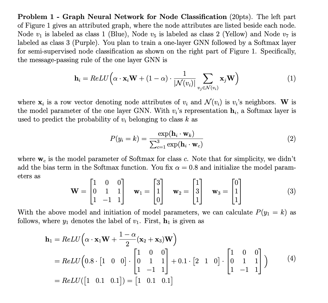 Problem 1 - Graph Neural Network for Node | Chegg.com