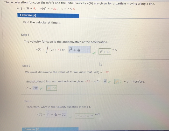 Solved The Acceleration Function In M S And The Initial