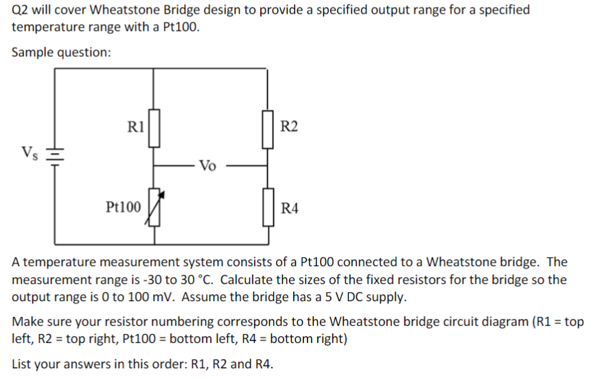 Q2 will cover Wheatstone Bridge design to provide a | Chegg.com