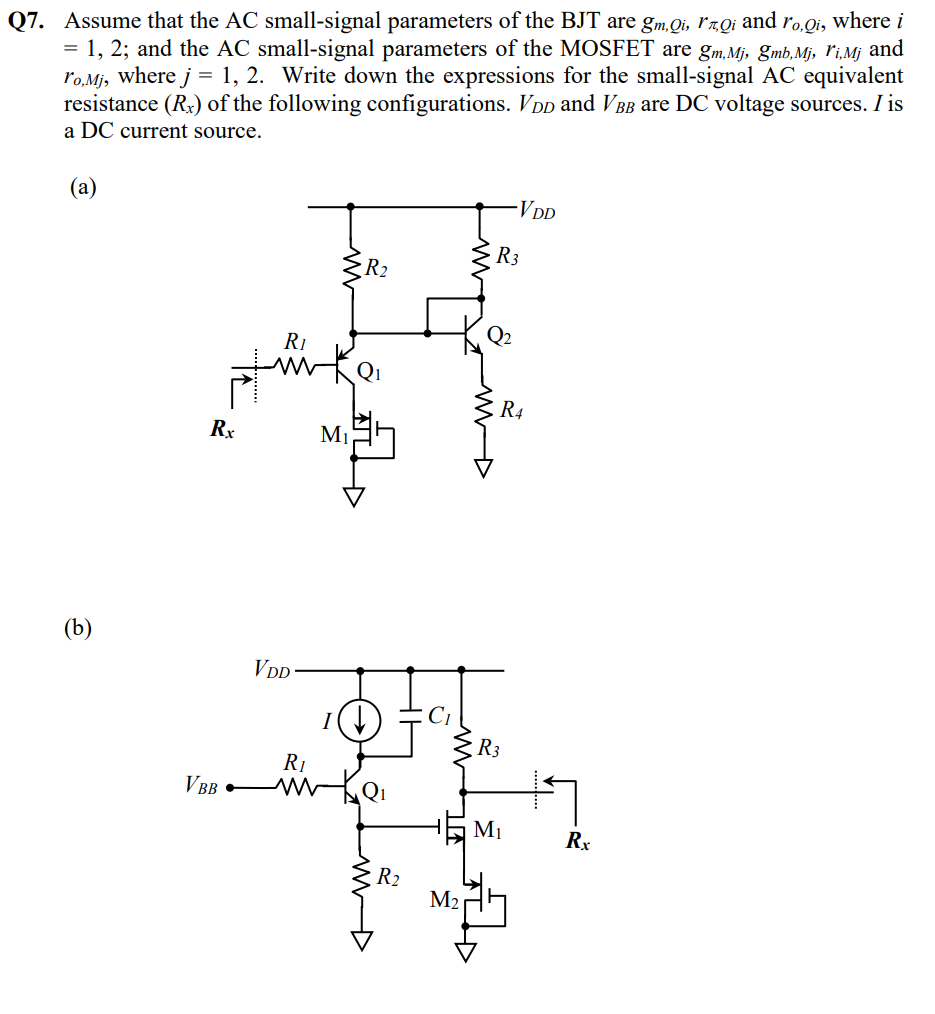 Solved 7. Assume that the AC small-signal parameters of the | Chegg.com