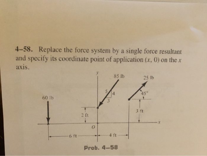 Solved 4-58. Replace the force system by a single force | Chegg.com
