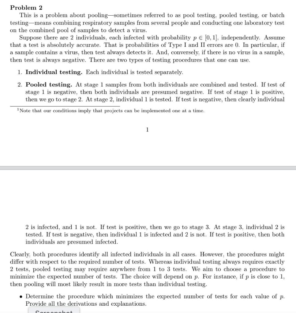 Problem 2 This is a problem about pooling—sometimes | Chegg.com
