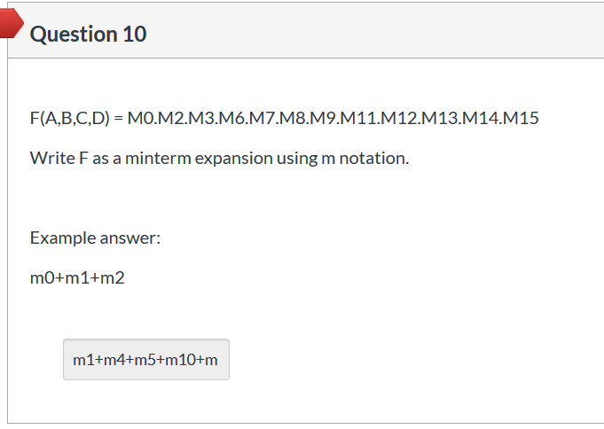 Solved Question 10 F(A,B,C,D) = | Chegg.com