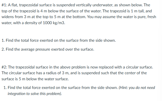 Solved by an EXPERT \#1: A flat, trapezoidal surface is suspended | Chegg.com