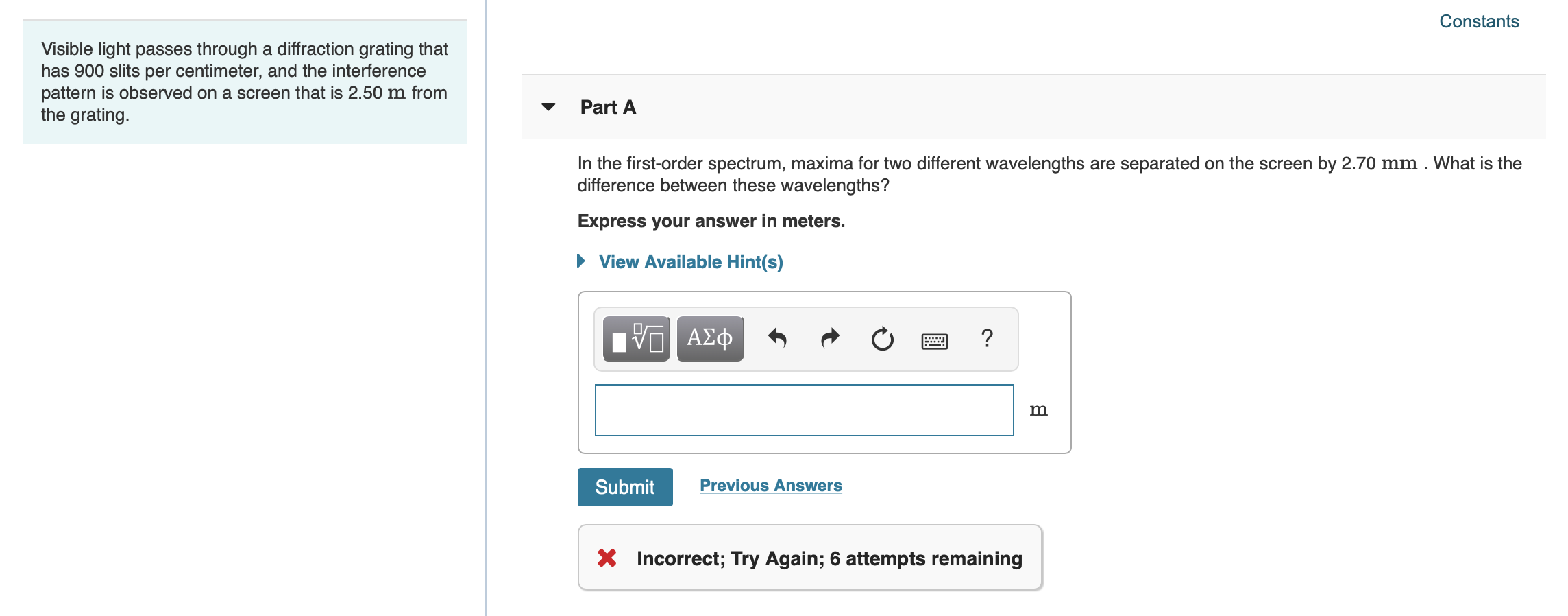 Solved Visible light passes through a diffraction grating | Chegg.com