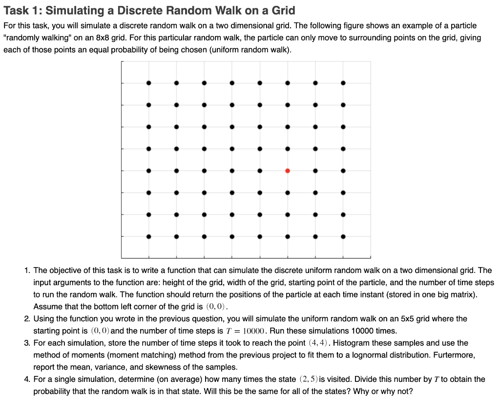 Task 1: Simulating a Discrete Random Walk on a Grid | Chegg.com