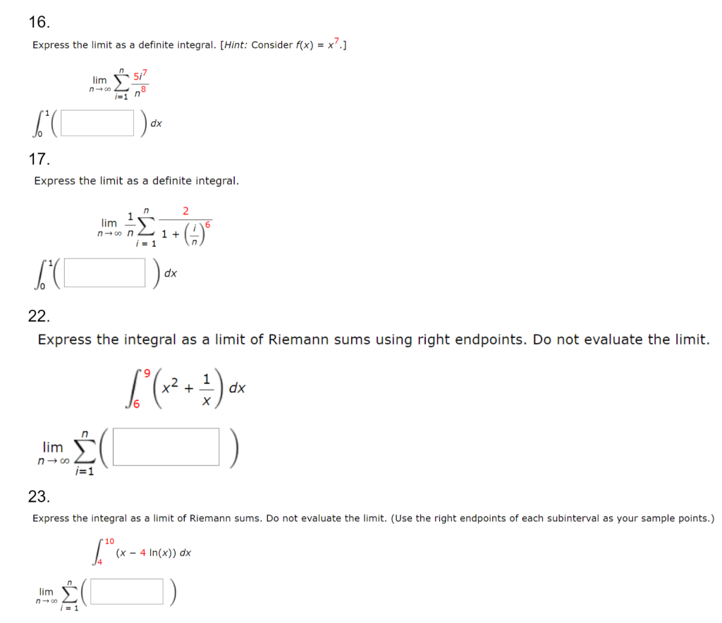 Solved Express the limit as a definite integral. [Hint: | Chegg.com