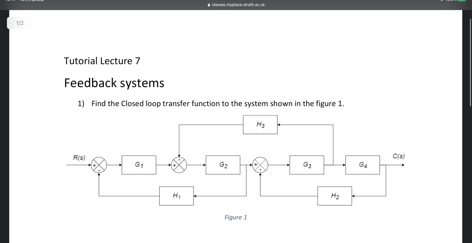 Solved a classes.myplace.strath.ac.uk 1/2 Tutorial Lecture 7 | Chegg.com