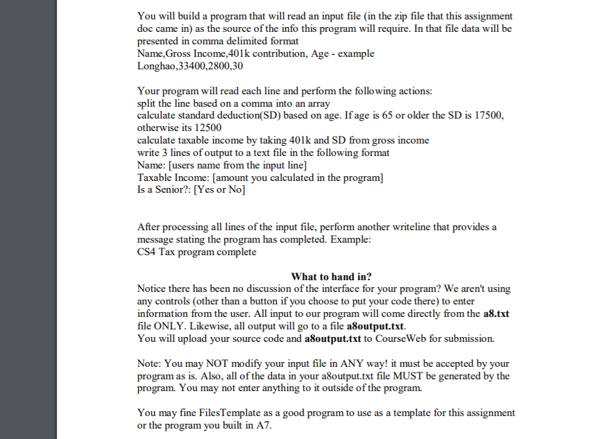 You Will Build A Program That Will Read An Input File