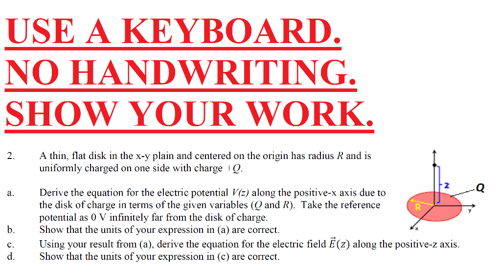 Solved USE A KEYBOARD. NO HANDWRITING. SHOW YOUR WORK. A | Chegg.com