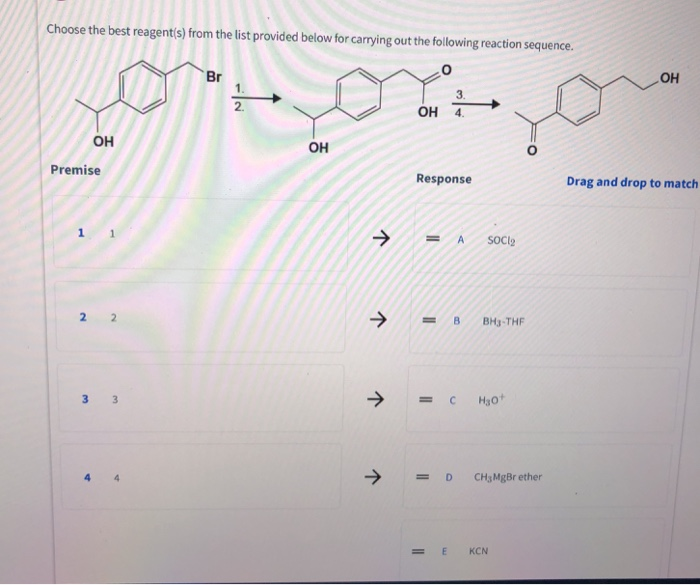 Solved Choose the best reagents from the list provided below | Chegg.com