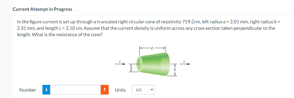 Solved In the figure current is set up through a truncated | Chegg.com