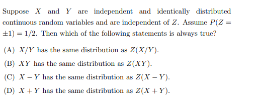 Suppose X and Y are independent and identically | Chegg.com