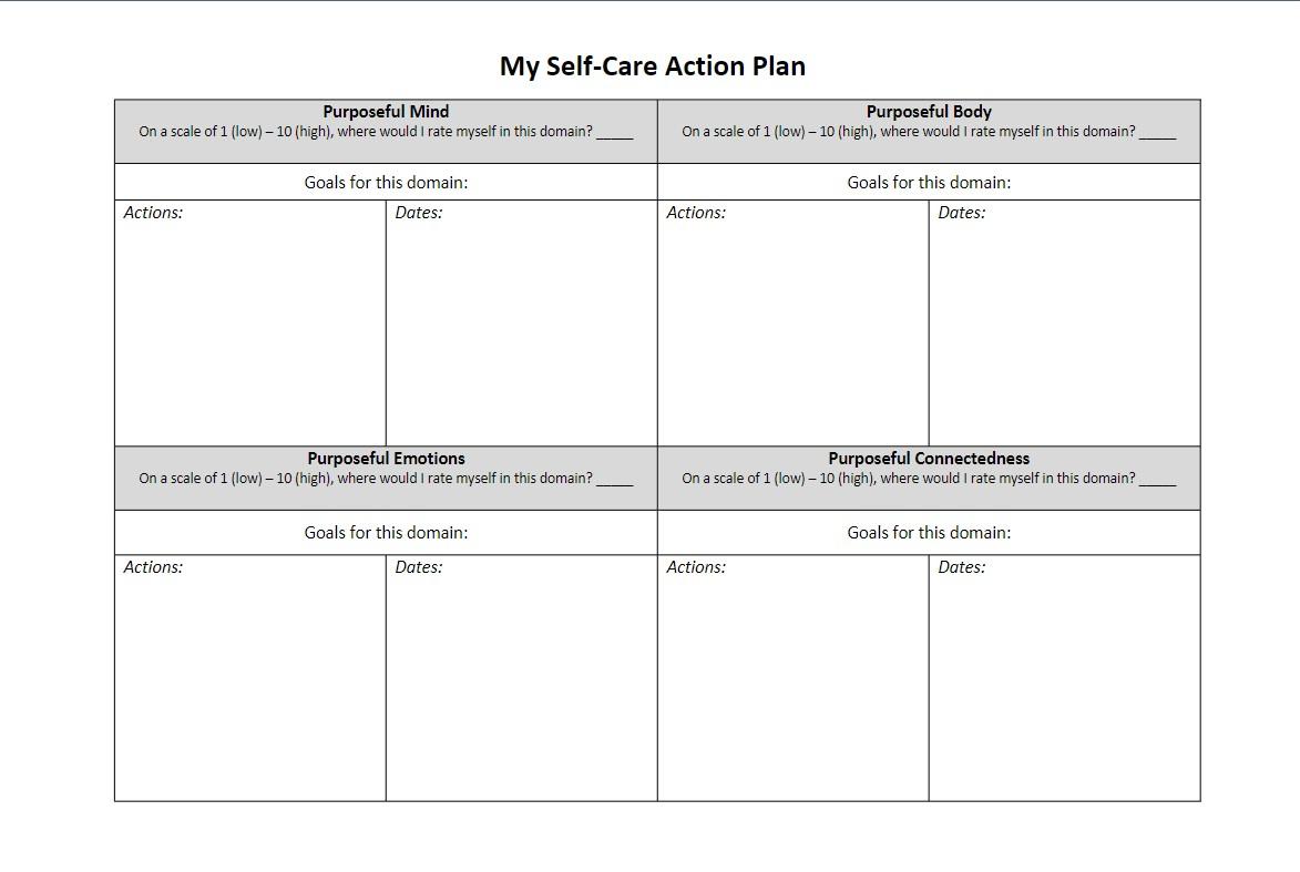 My Self-Care Action Plan | Chegg.com