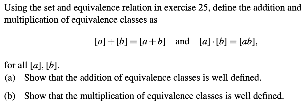 Using the set and equivalence relation in exercise | Chegg.com