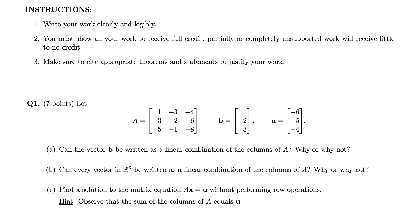 Solved INSTRUCTIONS: 1. Write your work clearly and legibly. | Chegg.com