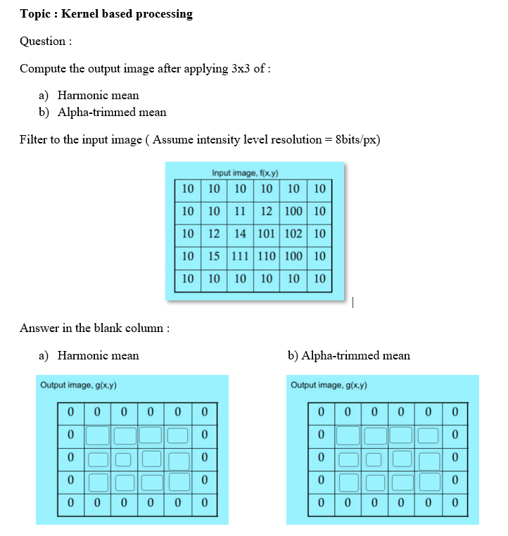 Solved Topic : Kernel based processing Question : Compute | Chegg.com