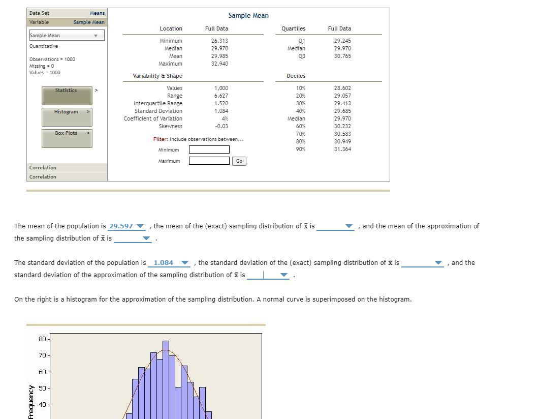 Solved The mean of the population is , the mean of the | Chegg.com