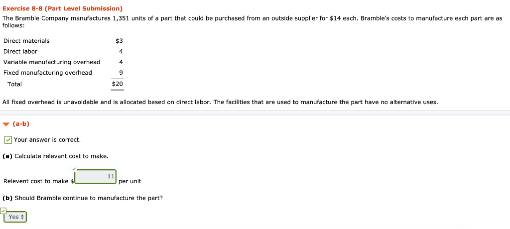 Solved Exercise 8-8 (Part Level Submission) The Bramble | Chegg.com