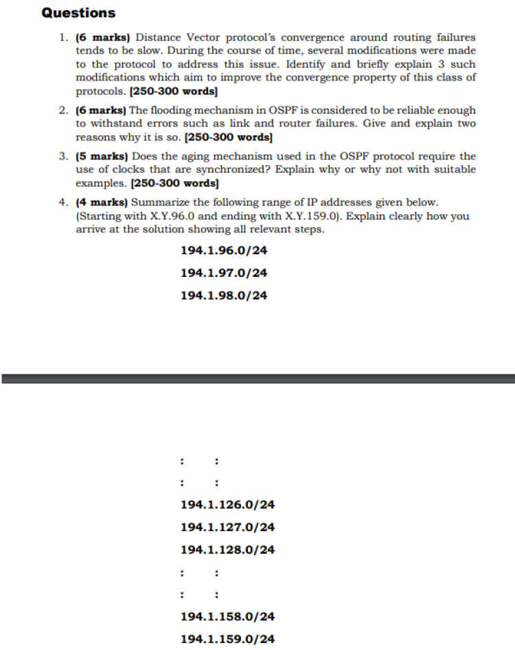 Solved 1. (6 marks) Distance Vector protocol's convergence | Chegg.com