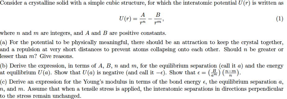 Solved Consider a crystalline solid with a simple cubic | Chegg.com