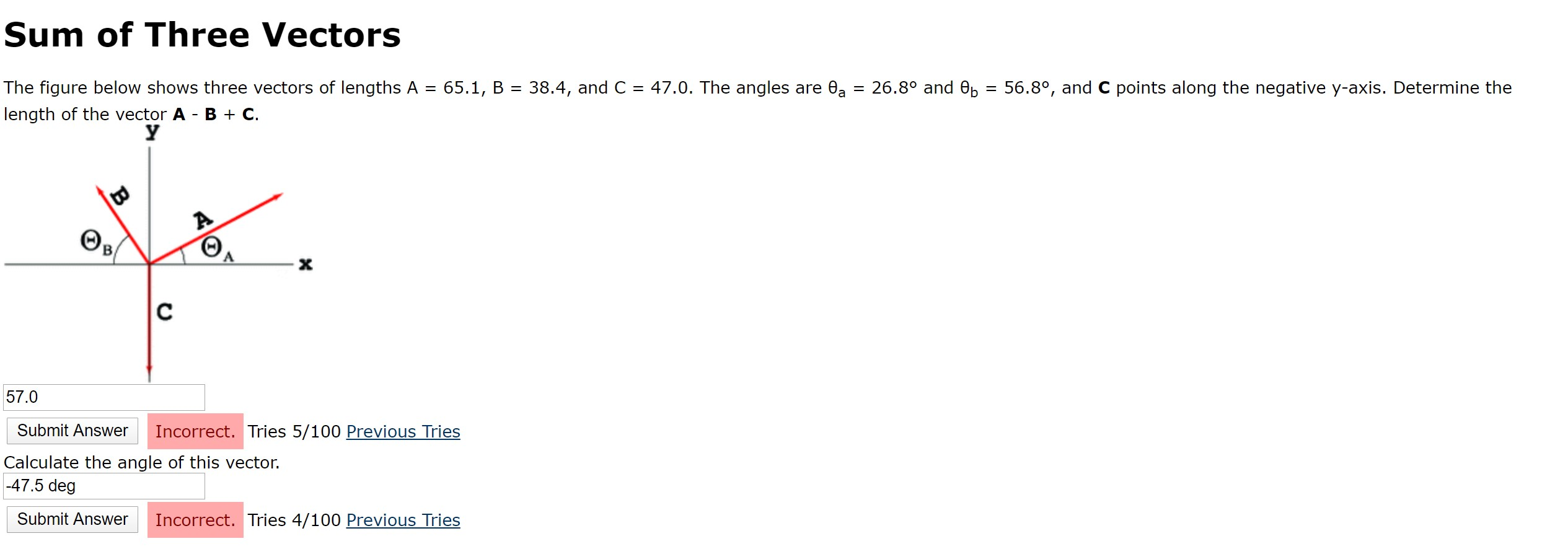 Solved Sum of Three Vectors The figure below shows three | Chegg.com
