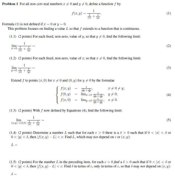 Solved Problem 1 For all non-zero real numbers 1+0 and y +0. | Chegg.com