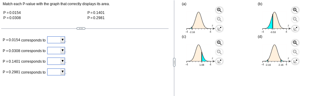Solved Match each P-value with the graph that correctly | Chegg.com