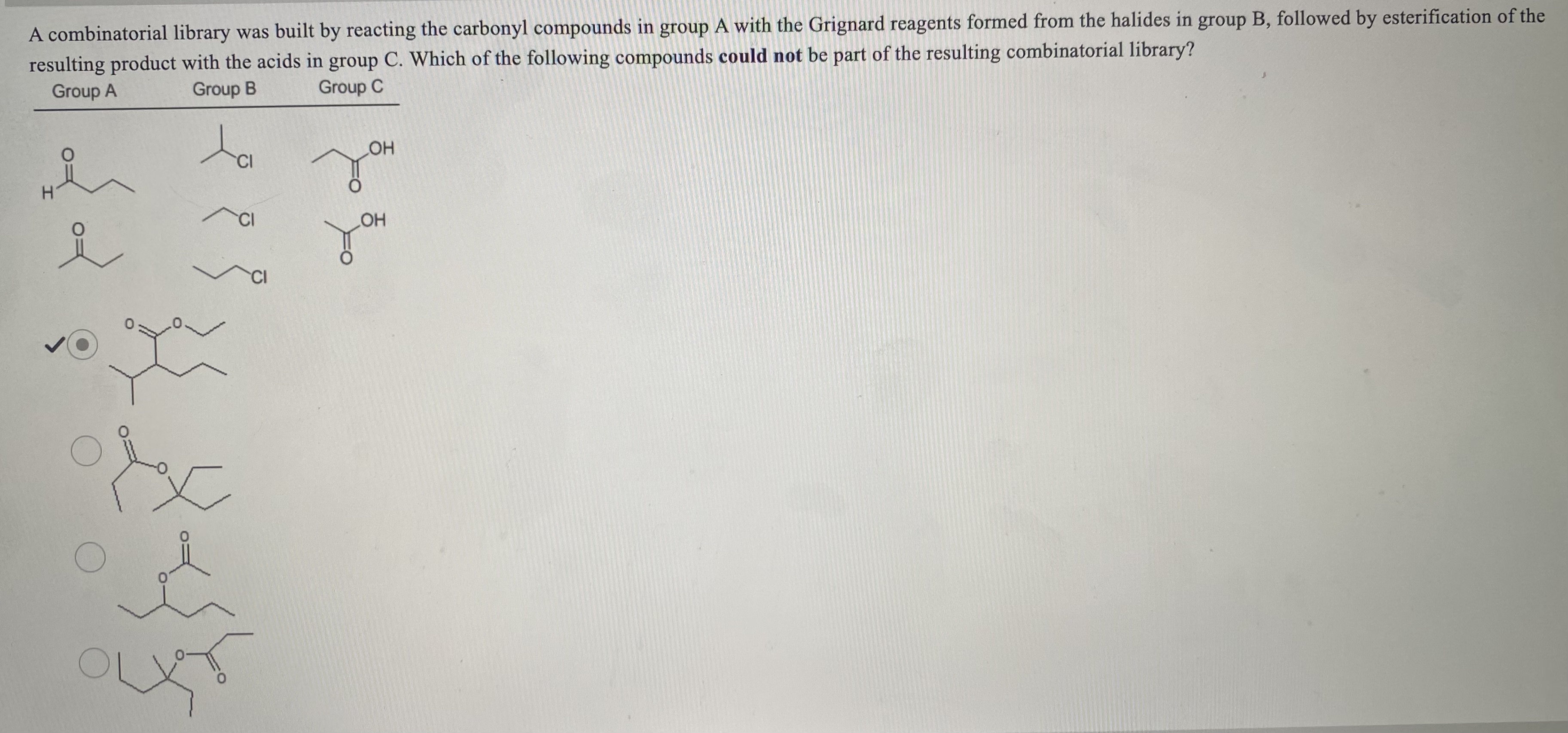 Solved A combinatorial library was built by reacting the | Chegg.com