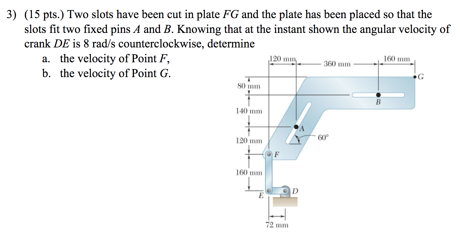 Solved 3) (15 pts.) Two slots have been cut in plate FG and | Chegg.com
