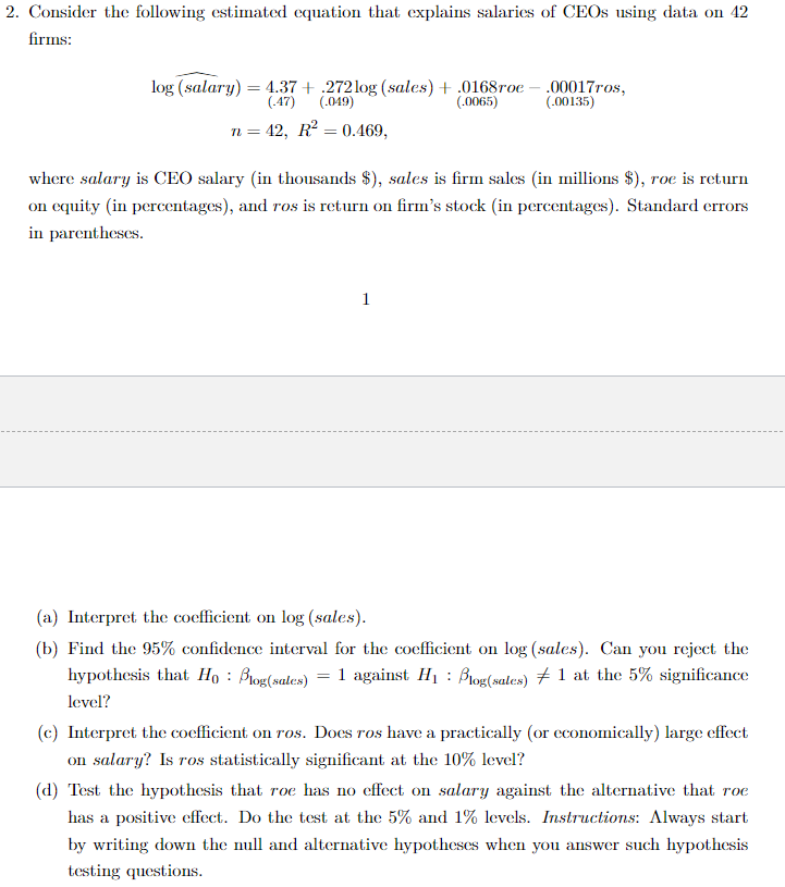 Consider the following estimated equation that | Chegg.com