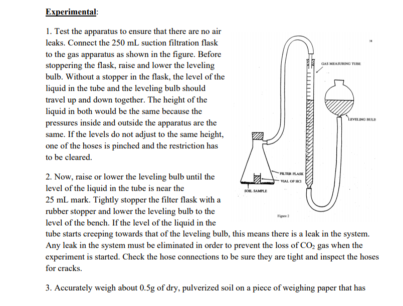 Solved 15 GAS MEASURINITURE Experimental: 1. Test the | Chegg.com