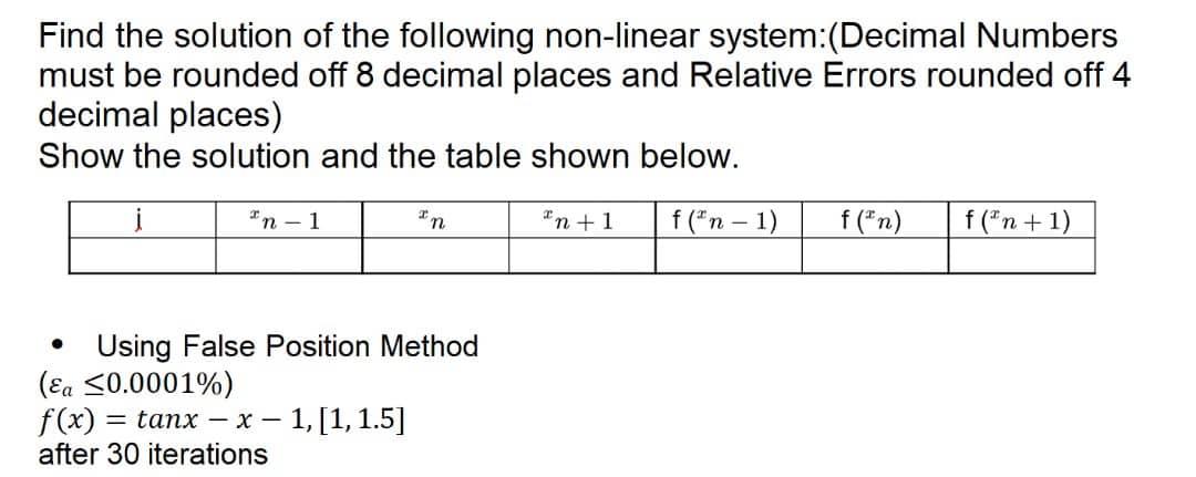 Solved Find the solution of the following non-linear system: | Chegg.com