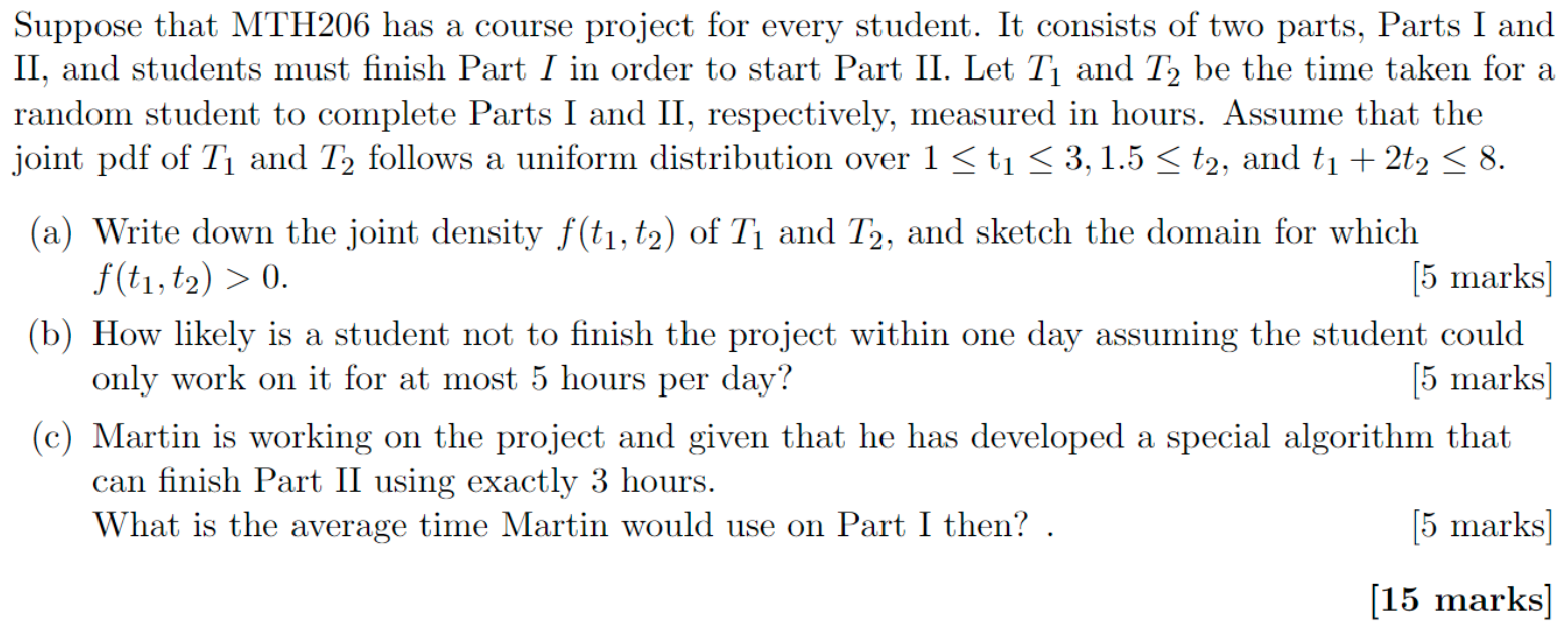 [Solved]: Suppose that MTH206 has a course project for eve