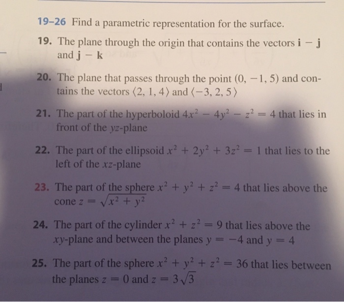 Solved 19-26 Find a parametric representation for the | Chegg.com